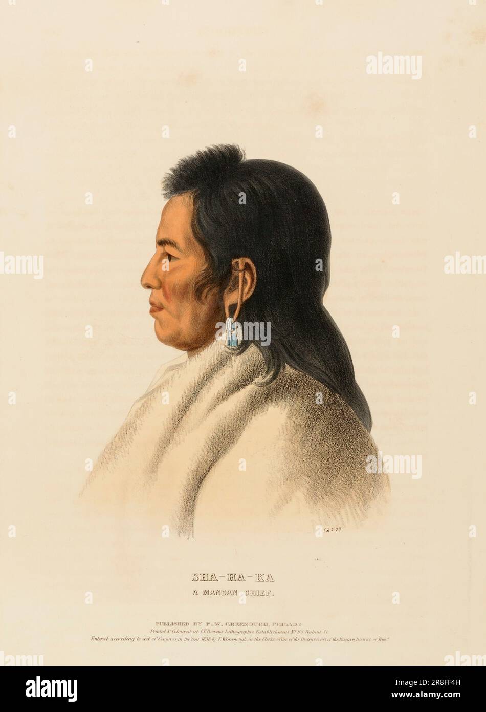 SHA-HA-KA. A MANDAN CHIEF. ca. 1838 by McKenney and Hall, 1836-1844 ...