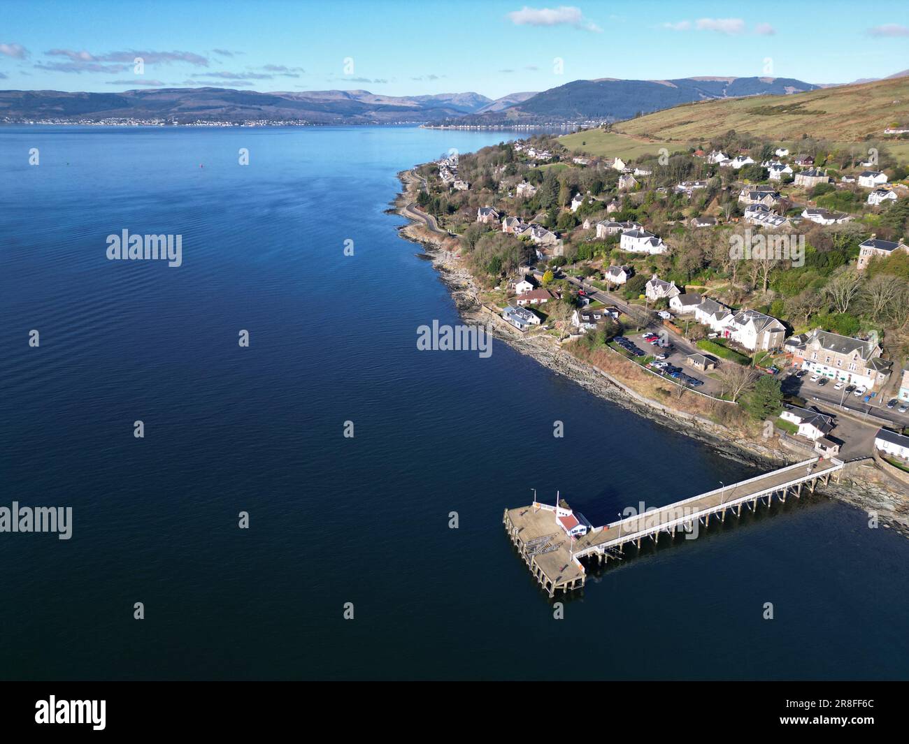 An aerial view of Kilcreggan Harbor in Scotland Stock Photo - Alamy