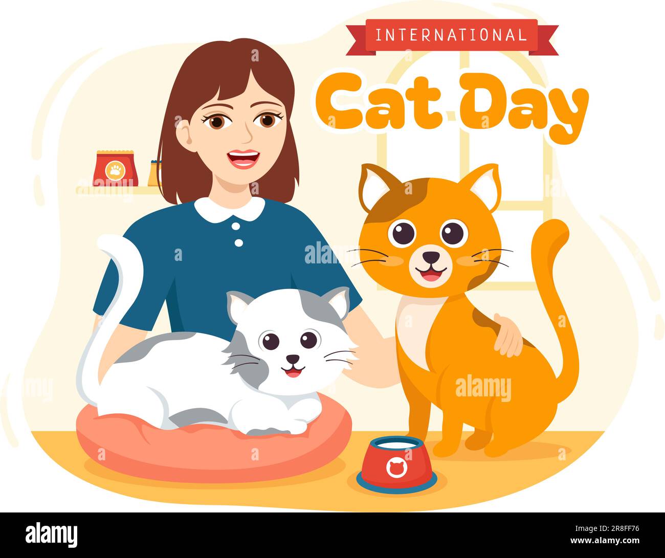 International Cat Day Vector Illustration on August 8 with Cats Animals ...