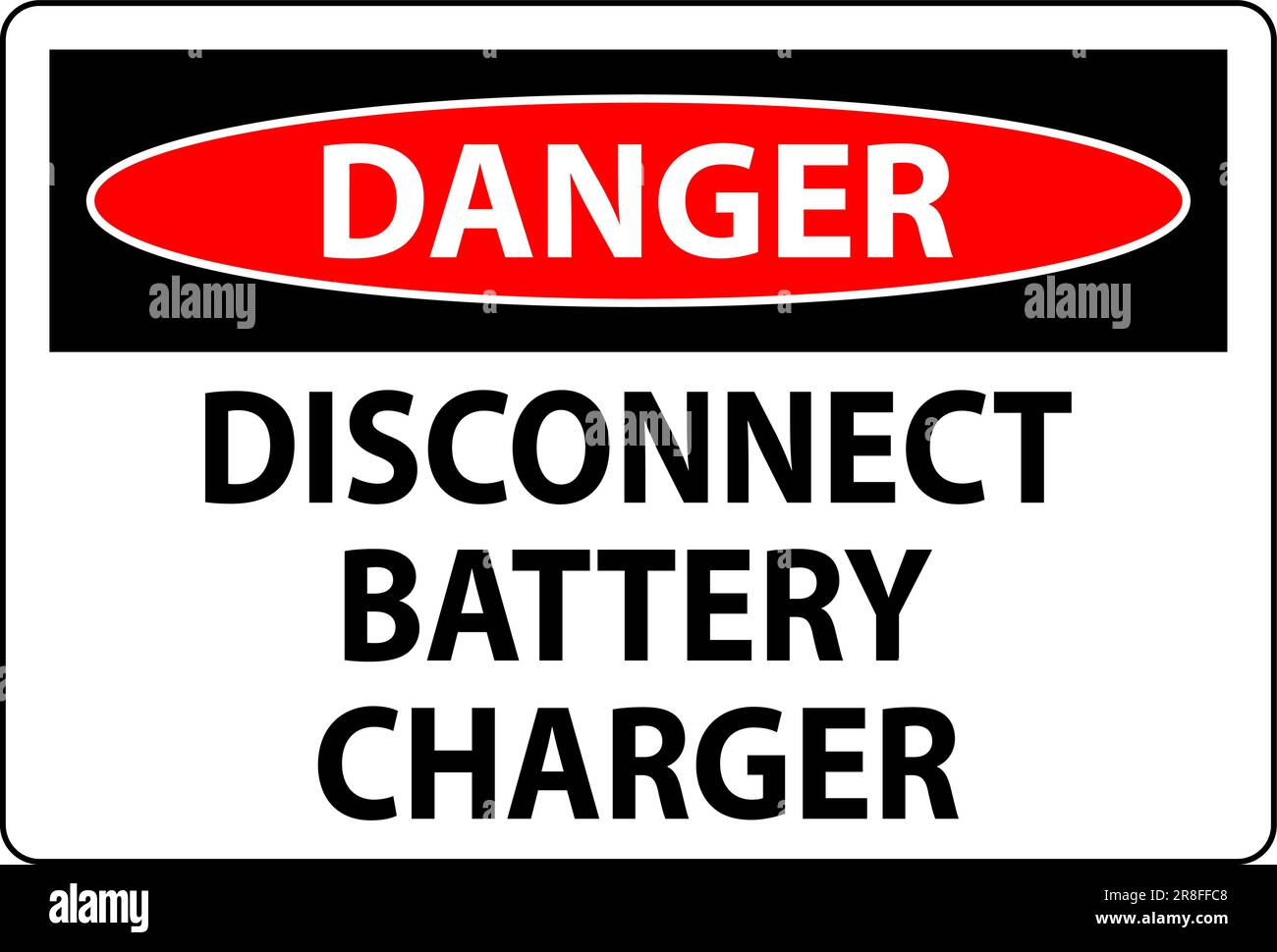 Danger Sign Disconnect Battery Charger On White Background Stock Vector ...