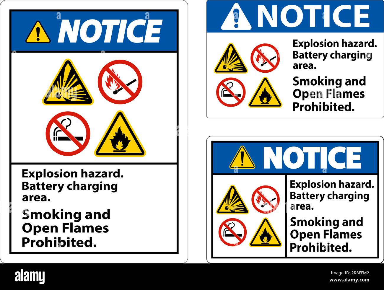 Notice Sign Explosion Hazard, Battery Charging Area, Smoking And Open ...