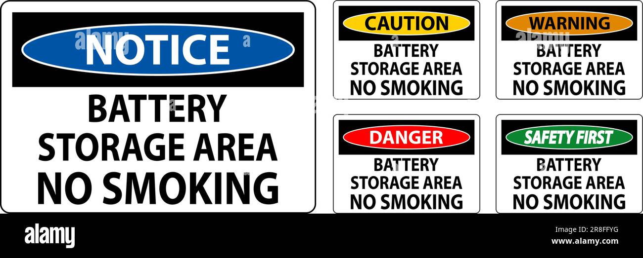 Danger Sign Battery Storage Area No Smoking Stock Vector Image & Art ...