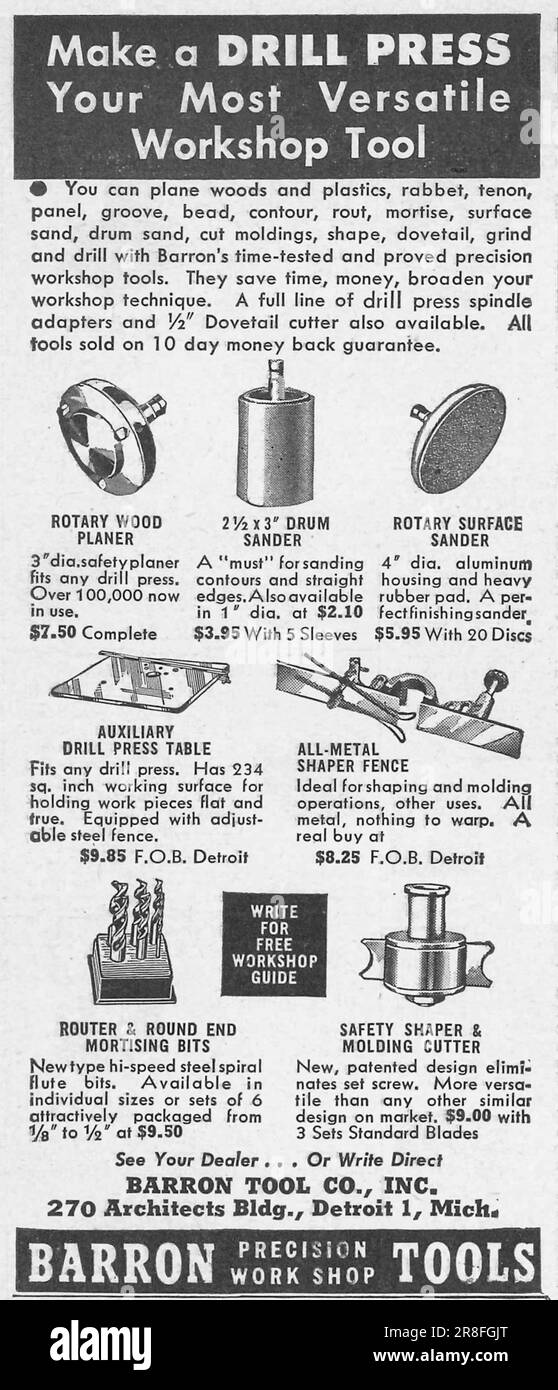 Barron Tools precision work shop - tools advert in a magazine 1949 ...