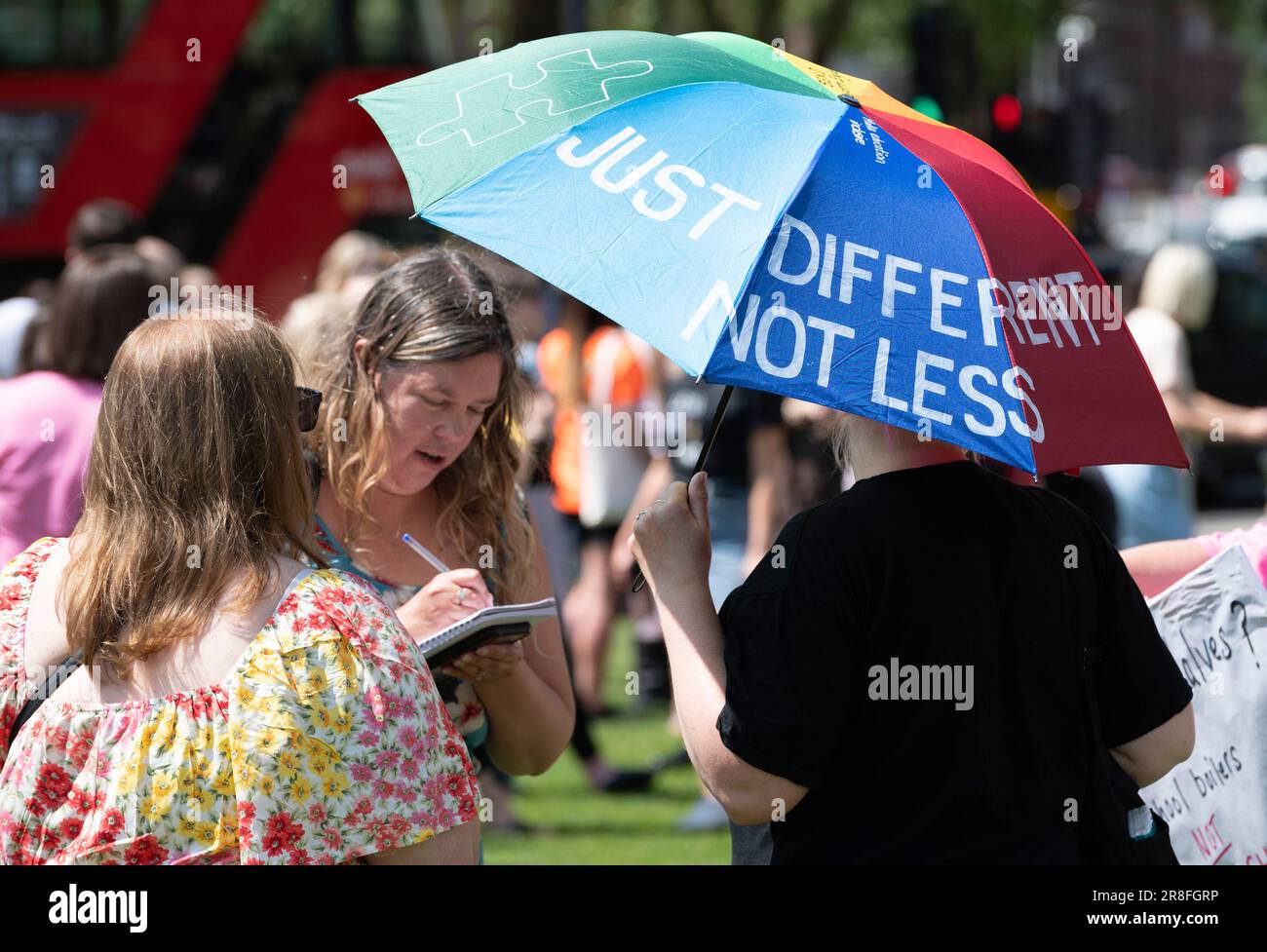 London, UK. 21st June, 2023. SENDReform Protest in Parliament Square to ...