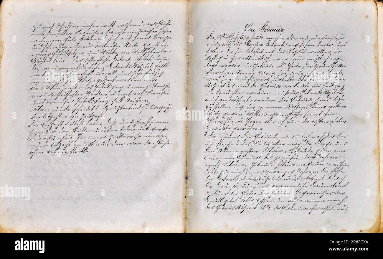 Old exercise book, around 1880, old German handwriting Stock Photo - Alamy