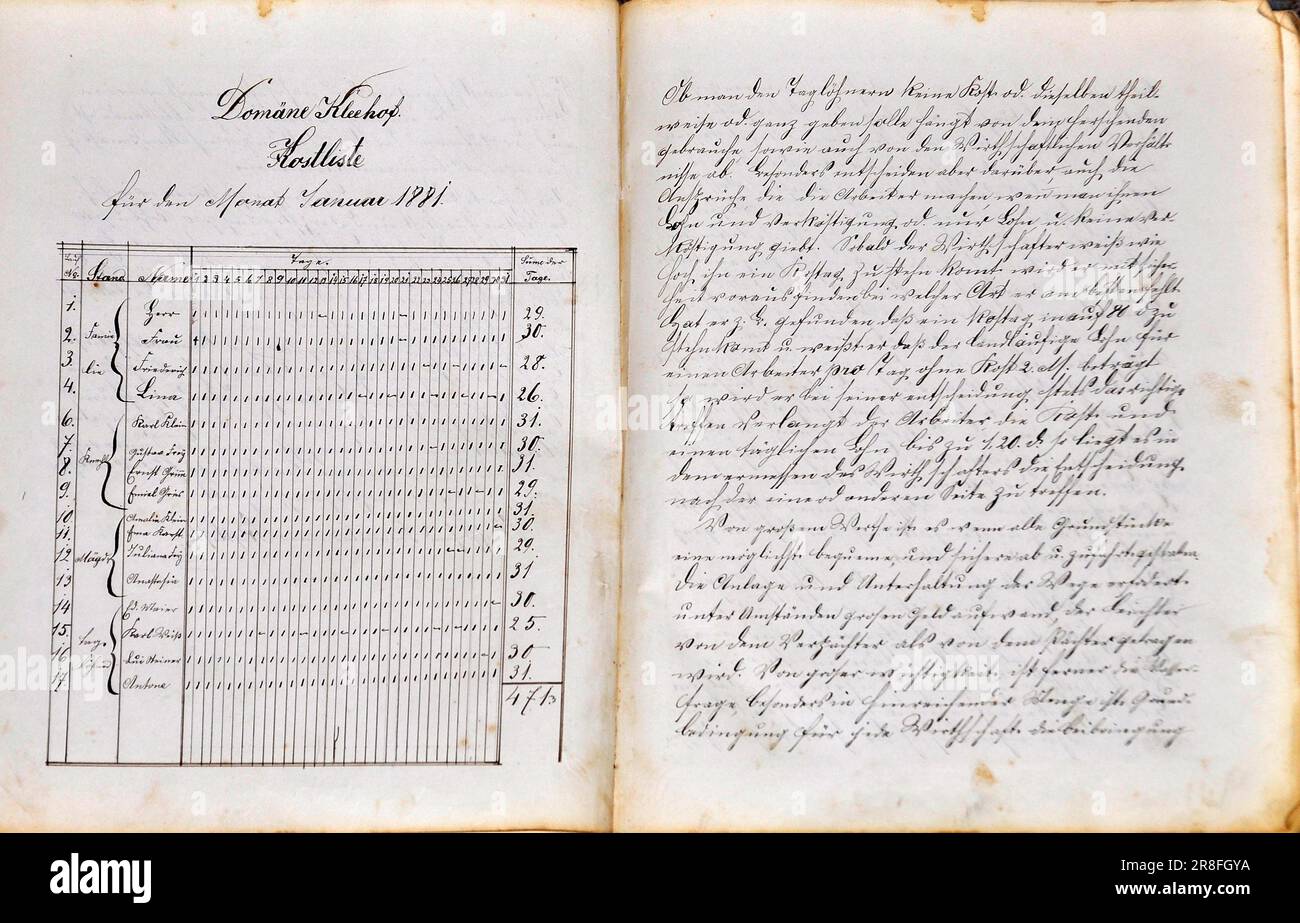 Old exercise book, around 1880, old German handwriting Stock Photo - Alamy