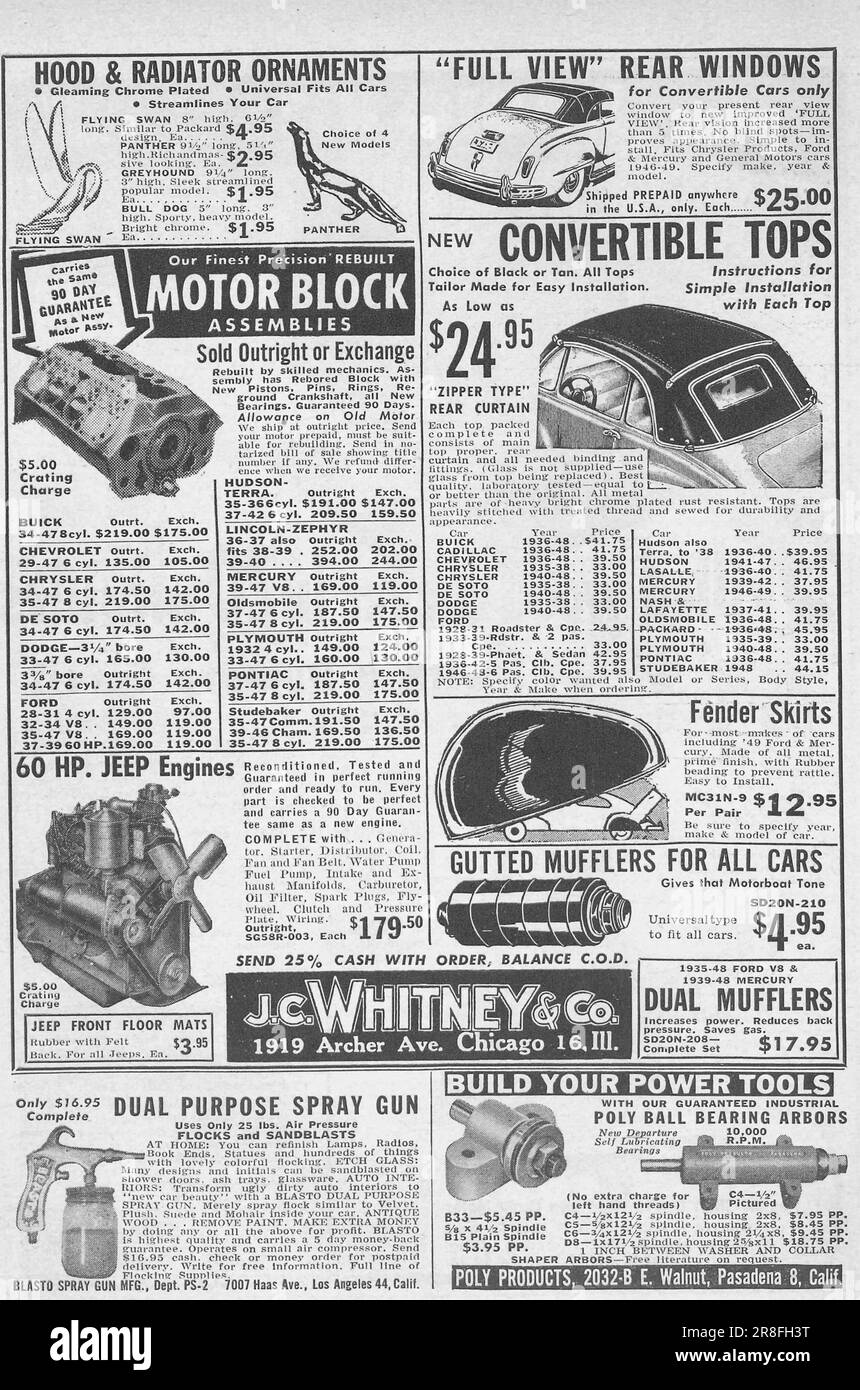 JC Whitney & co Illinois auto parts, auto accessories, motor blocks ...