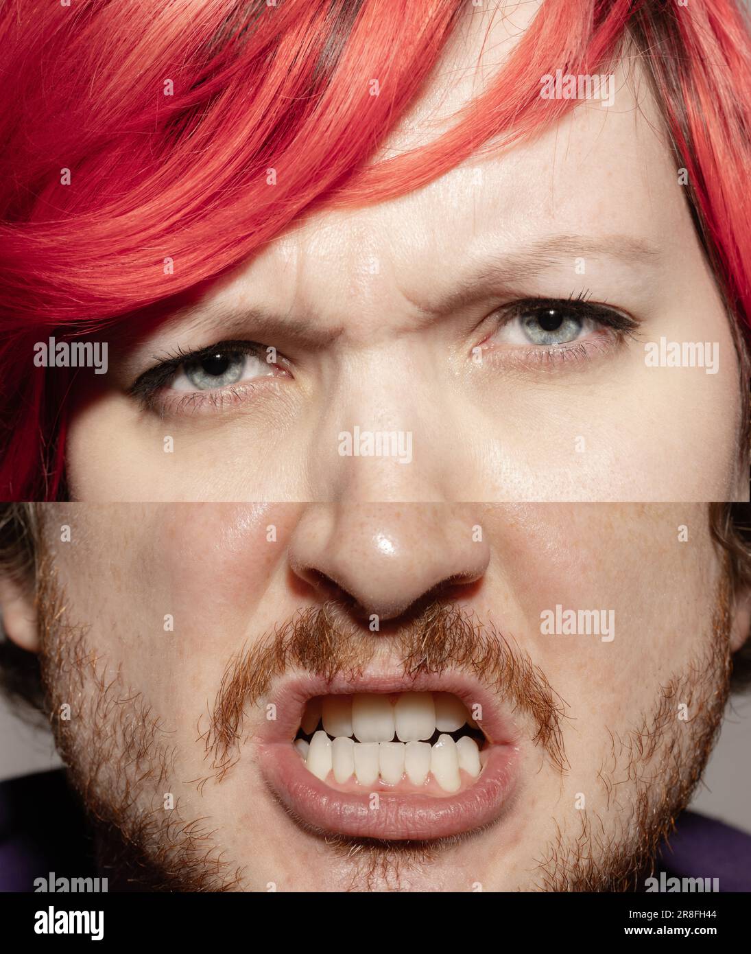 Human face made from portrait of half-face of man and woman expressing ...