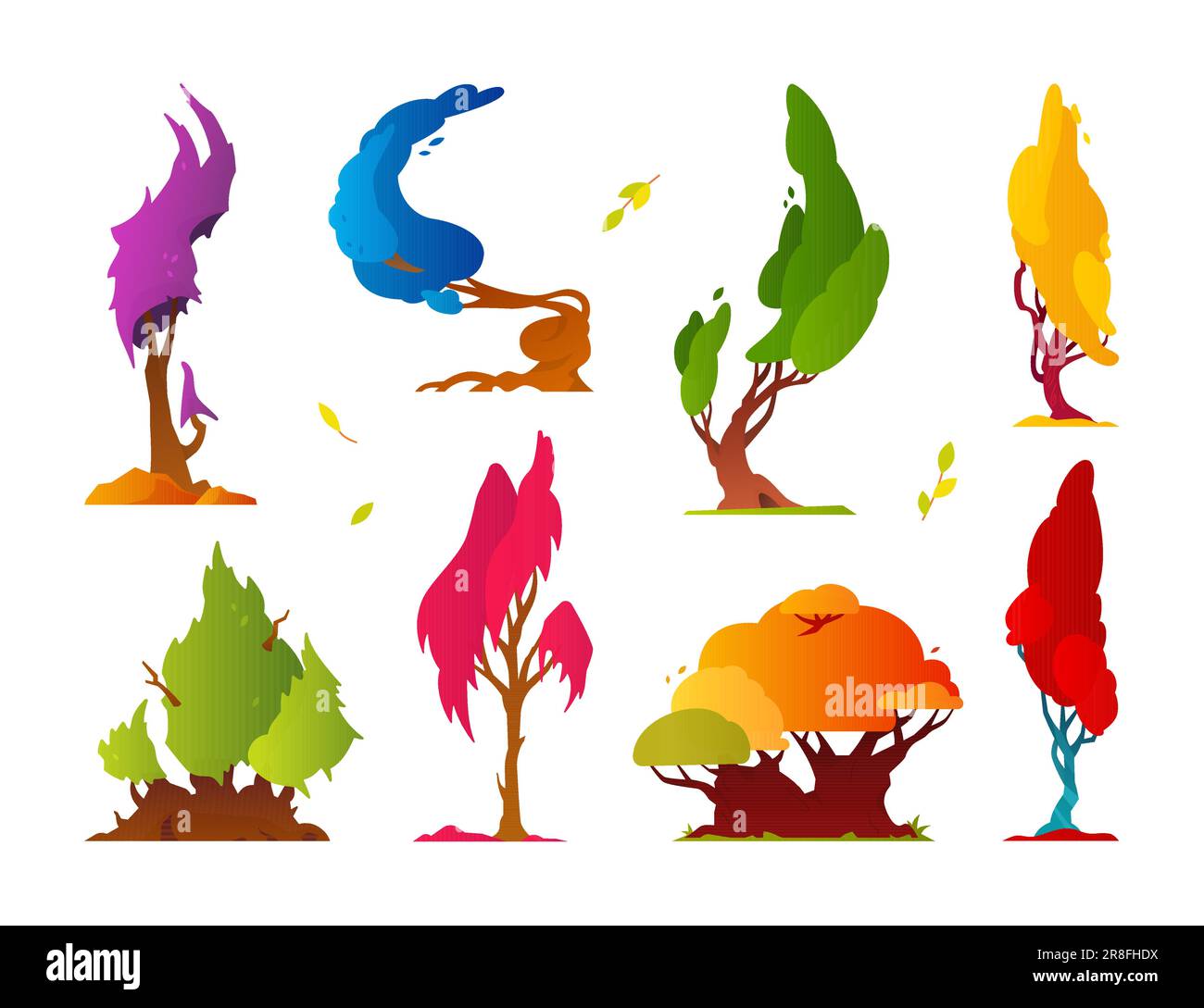 Colorful trees and seasons - flat design style objects set Stock Vector ...