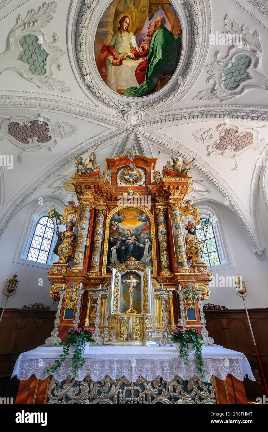 Main altar, parish church of St Theodor and Alexander in Haldenwang ...