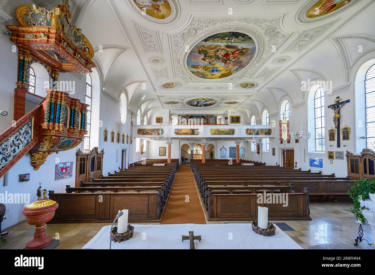 Organ loft and pulpit, Parish Church of St. Theodor and Alexander in ...