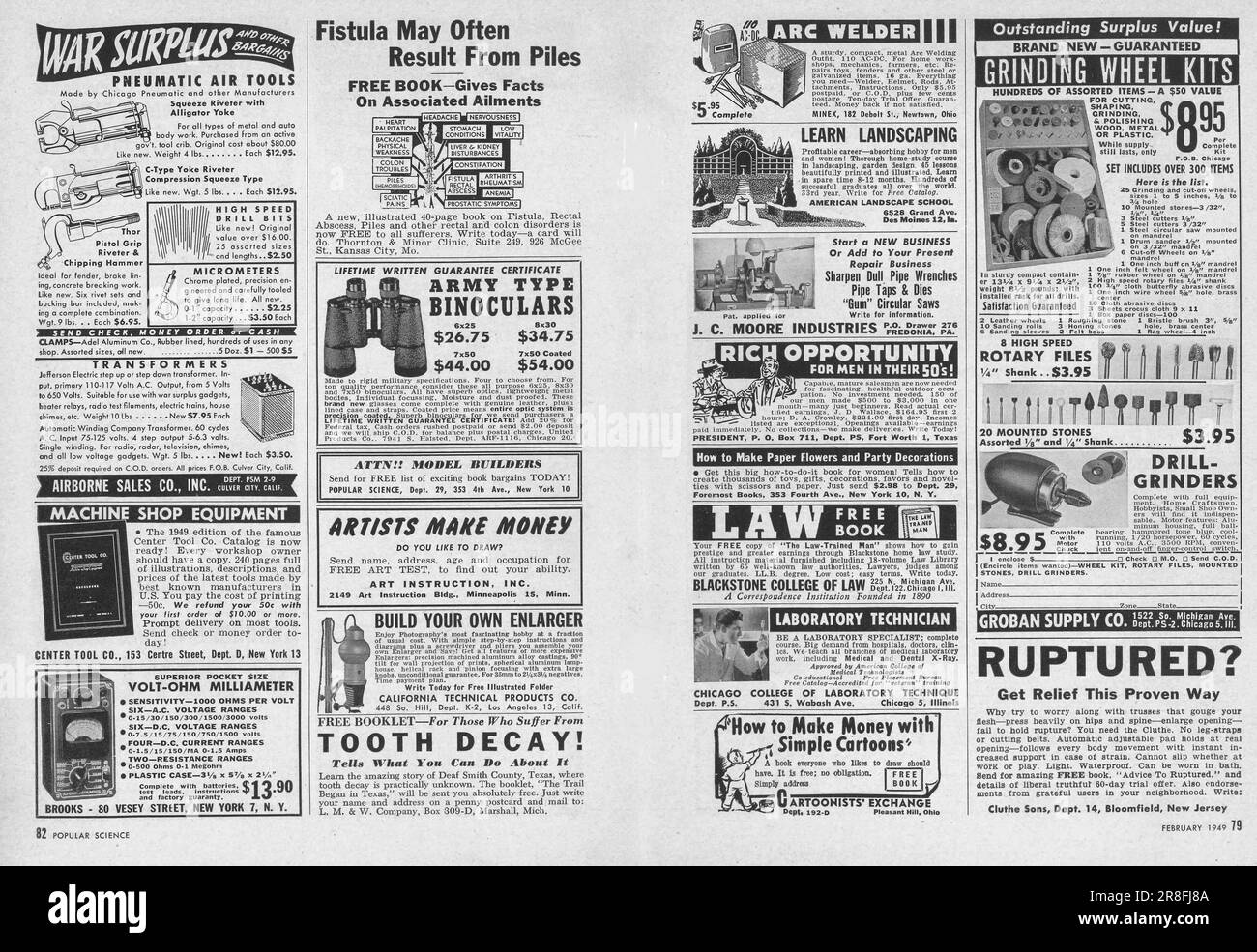 Advertising page in a Popular Science magazine, USA, February 1949 ... Advertising page in a Popular Science magazine, USA, February 1949 ...