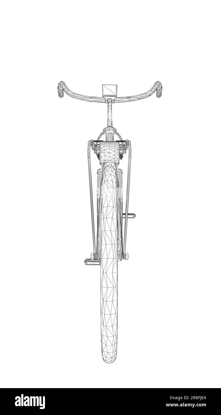 Wireframe vintage bicycle, vector. Black and white retro bicycle. 3D ...