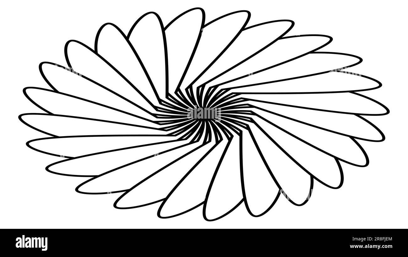 Isometric sun or flower shape outline isolated on white. Circular shape ...