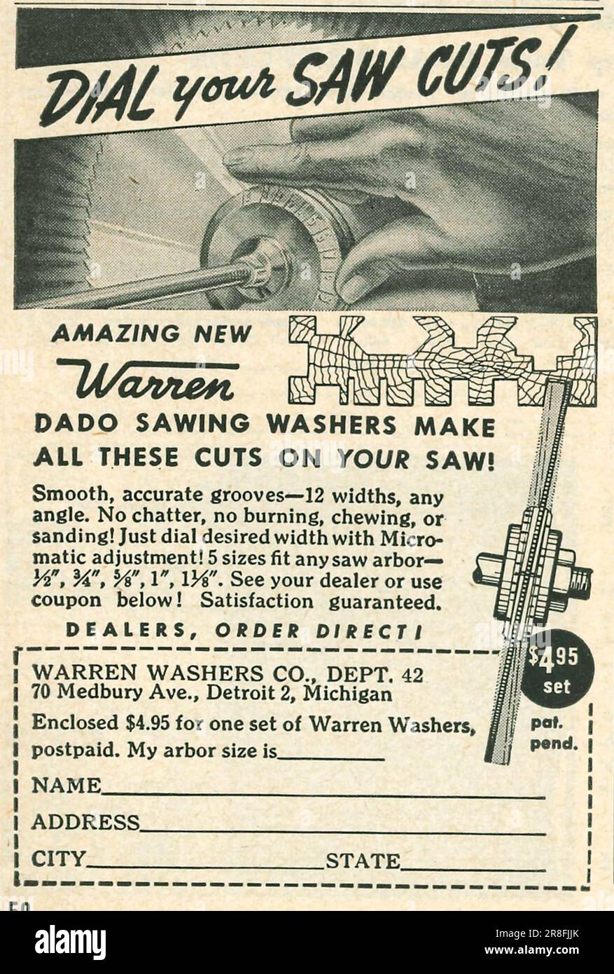 Dial your saw cuts - Warren dado sawing washer - advert in a magazine ...