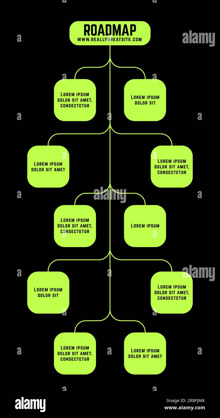 Roadmap in the form of tree on black background. Business chart. Vector ...
