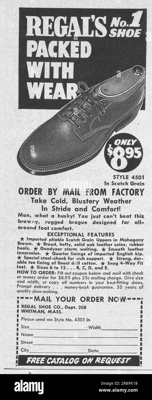 Regals' shoe advert in a magazine 1949 Stock Photo - Alamy