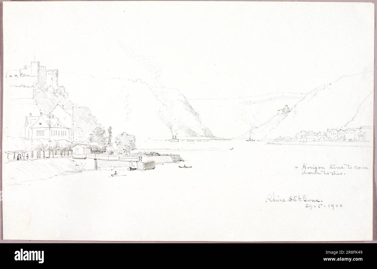 Rhine at St. Goar 1900 by George Elbert Burr, born Monroe Falls, OH ...