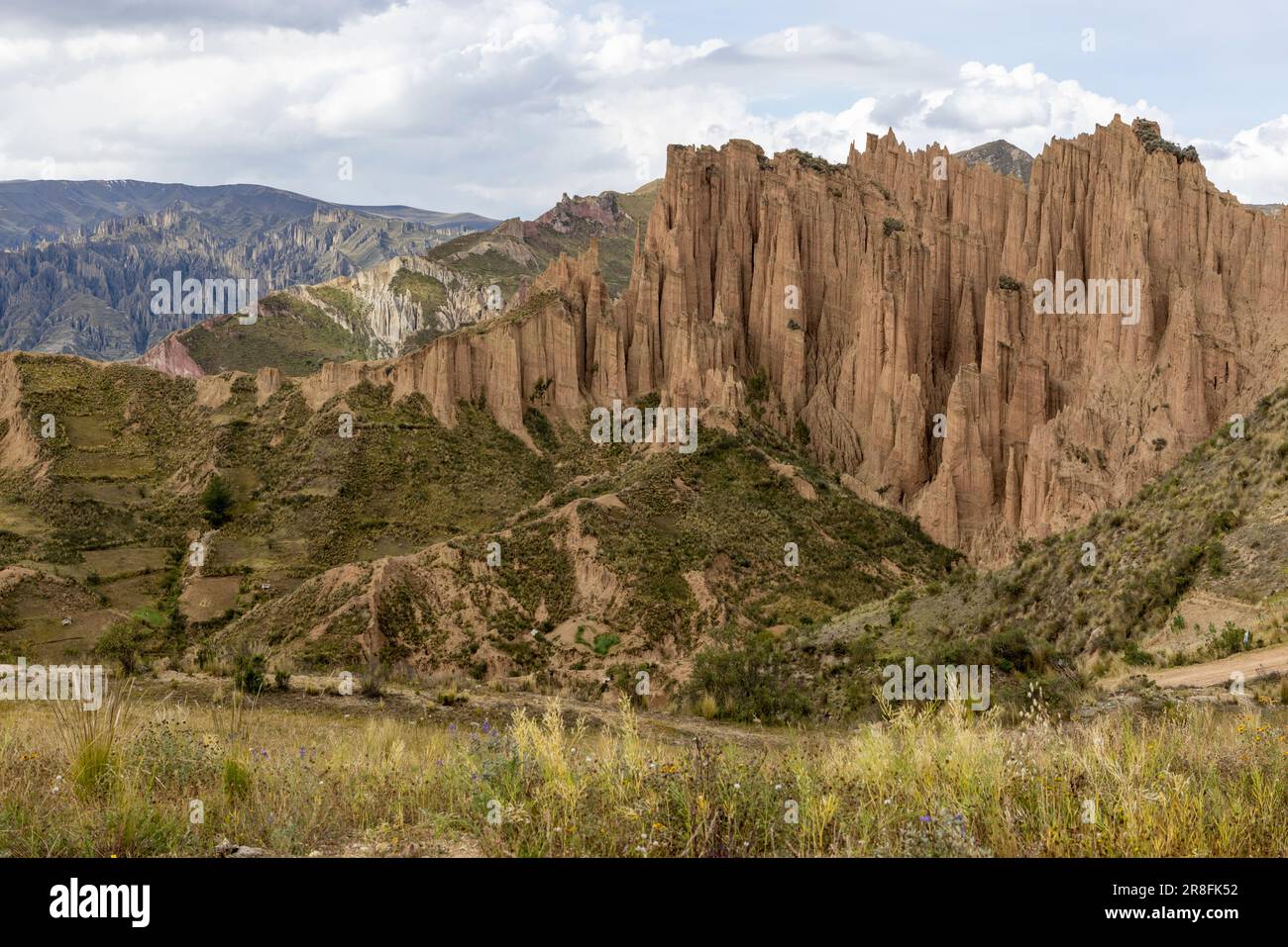 Scenic landscape at the viewpoint Muela del Diablo and the mountains ...