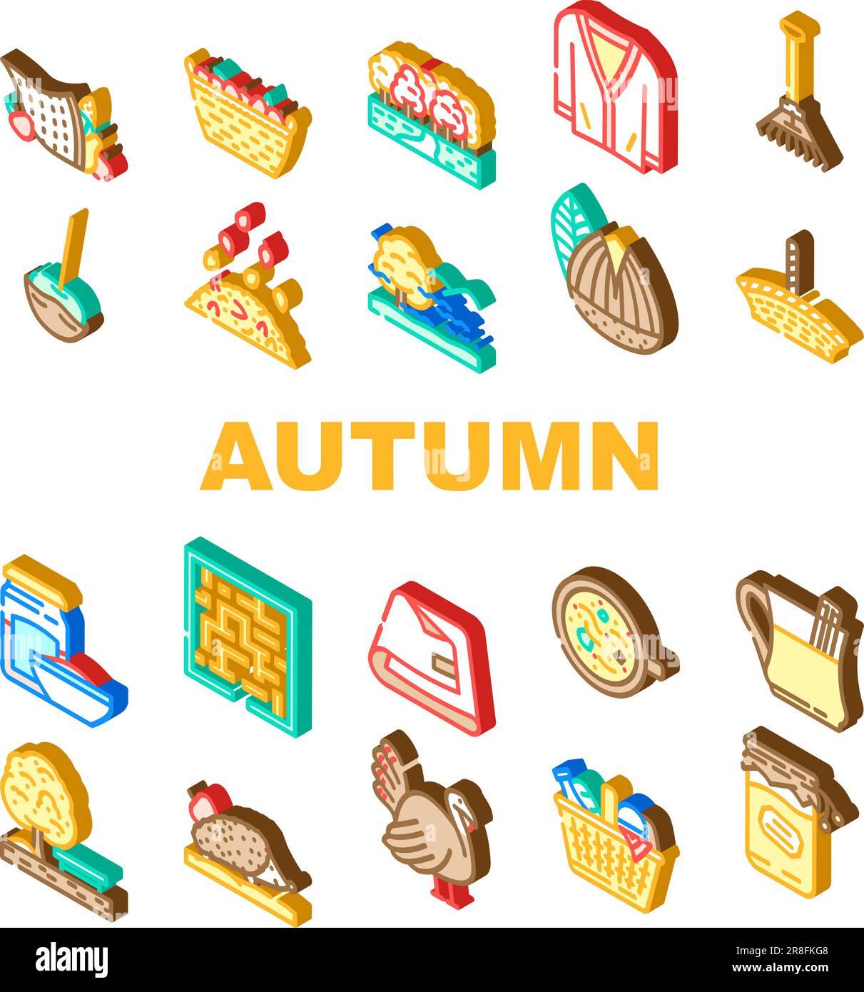 autumn season fall leaf icons set vector Stock Vector Image & Art - Alamy