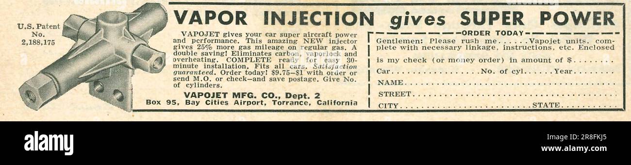 Vapor injection Vapojet aircraft power and performance advert in a ...