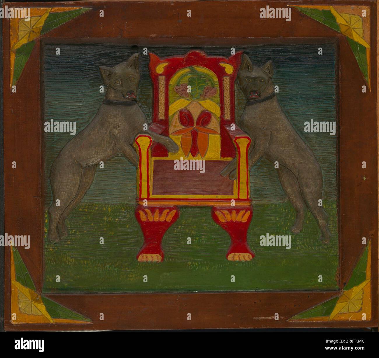 Emblematic Panel with Two dogs and Throne 20th century by Unidentified ...