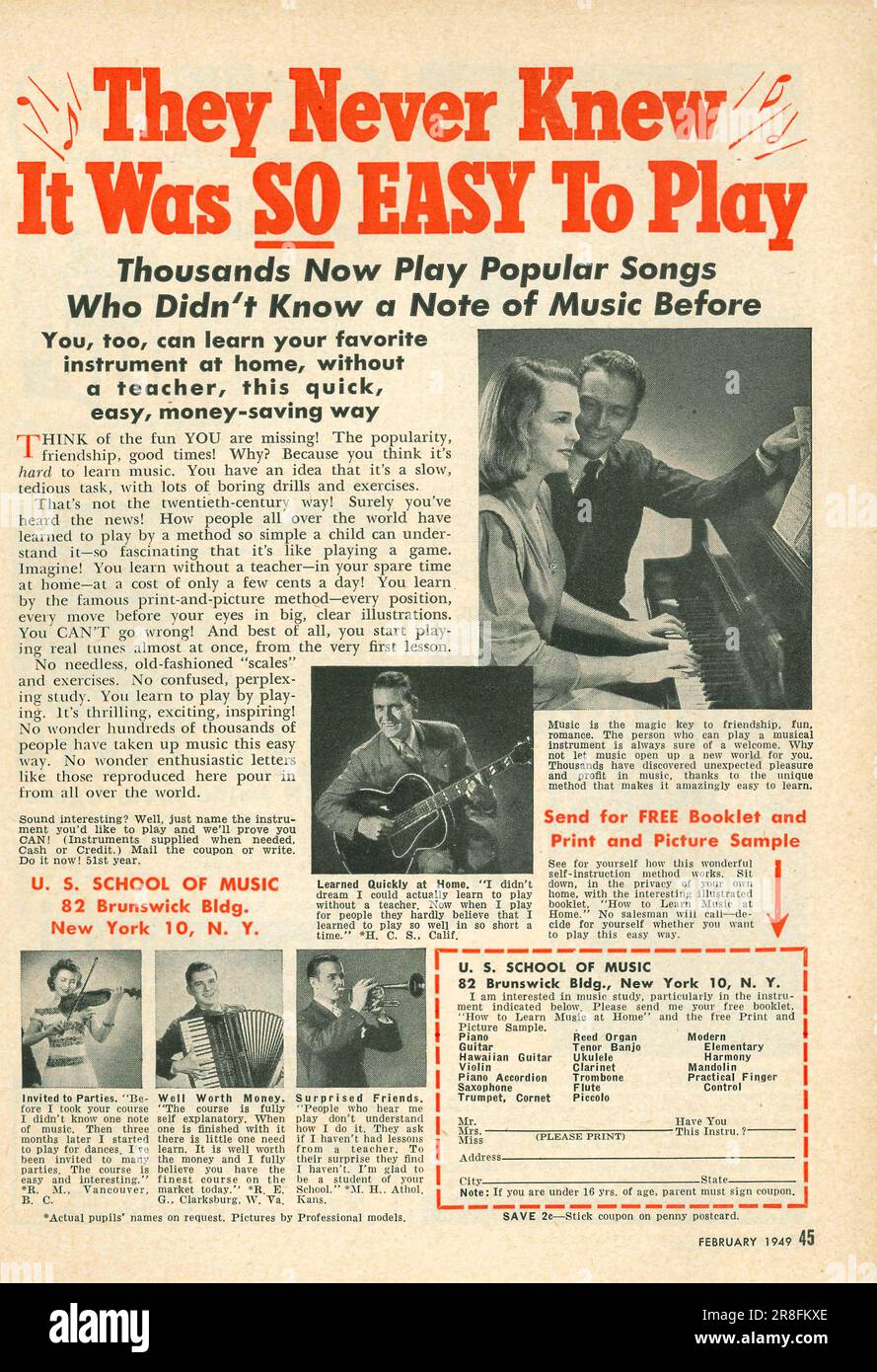 U.S. school of music N.Y. - music school , music classes advert in a ...