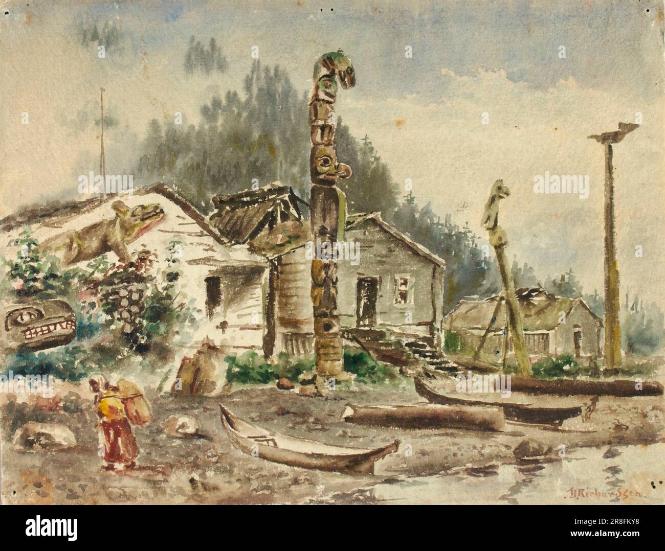View of Wrangell, Alaska, in 1884 1884 by Theodore J. Richardson, born ...