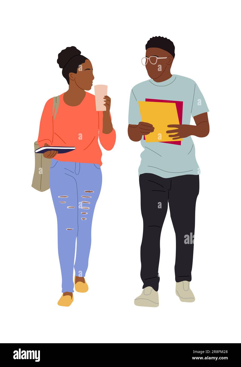 Couple of black students vector isolated on white Stock Vector Image ...