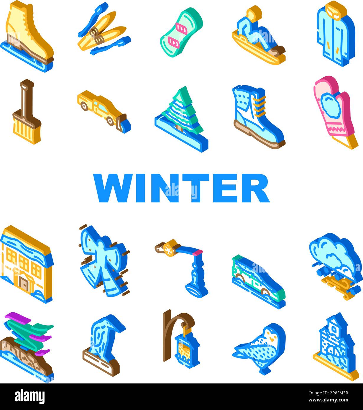 winter snow season blue icons set vector Stock Vector Image & Art - Alamy