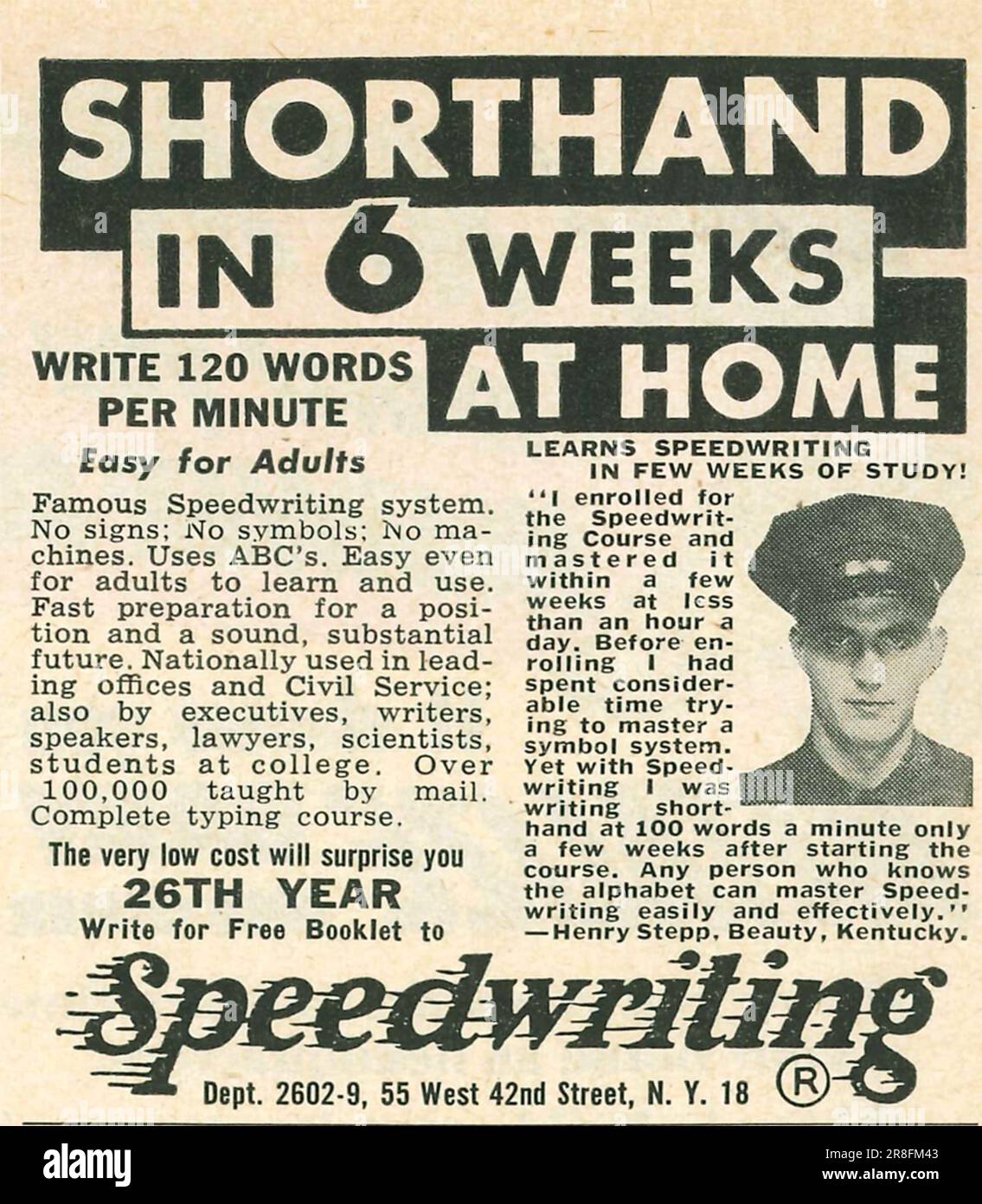 Shorthand in 6 weeks at home - Speedwriting course advert in a Popular ...