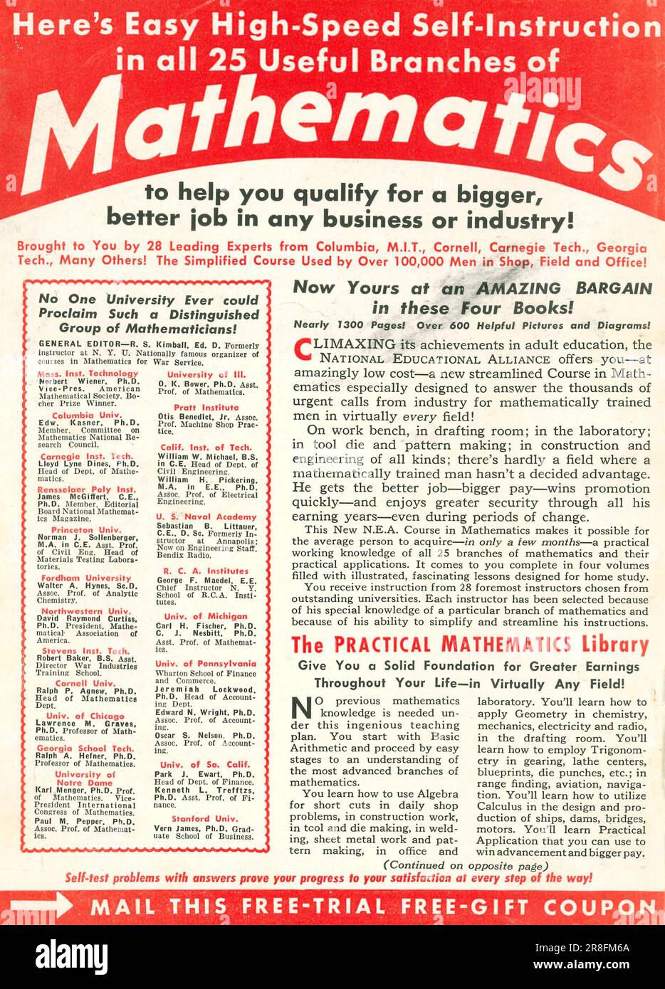 Mathematics self-instruction advert in a Popular Science magazine, USA ...