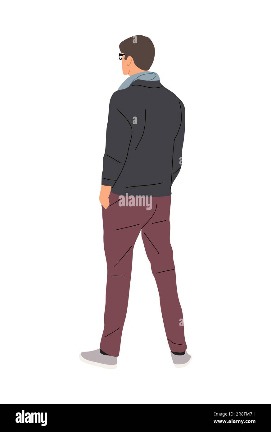 Man standing full length rear view vector isolated Stock Vector Image ...