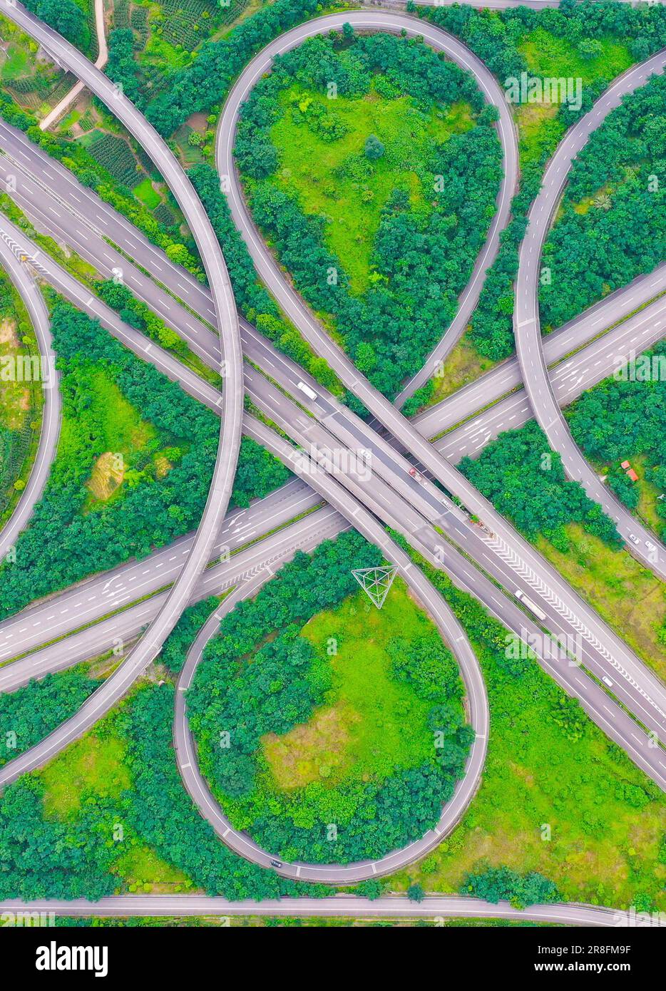 CHONGQING, CHINA - JUNE 20, 2023 - An aerial view of an overpass at a ...