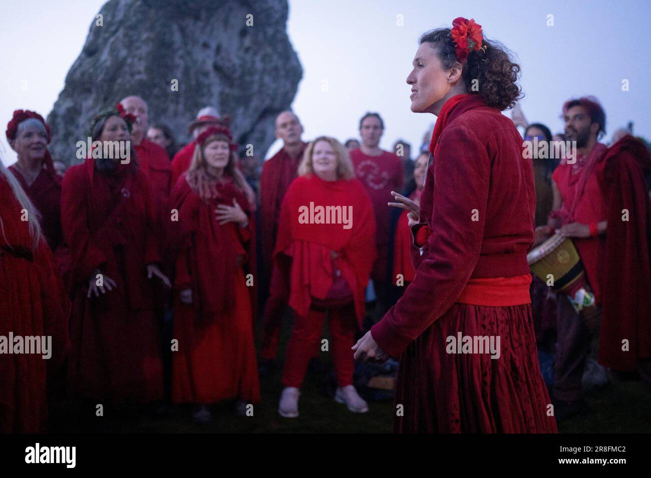 Spiritually-minded revellers celebrate the summer Solstice (mid-summer ...