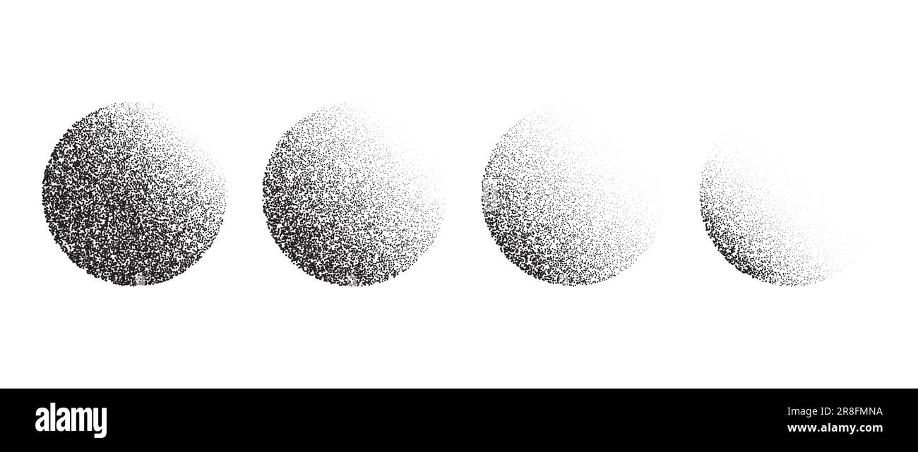 Set of textured gradient spheres. Black dotted circles collections ...