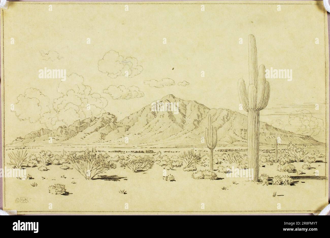 Untitled (transfer drawing for Camelback Mountain, Phoenix) ca. 1926 by ...