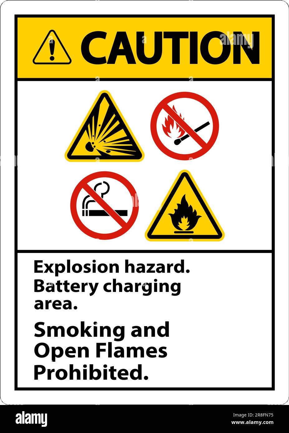 Caution Sign Explosion Hazard, Battery Charging Area, Smoking And Open ...