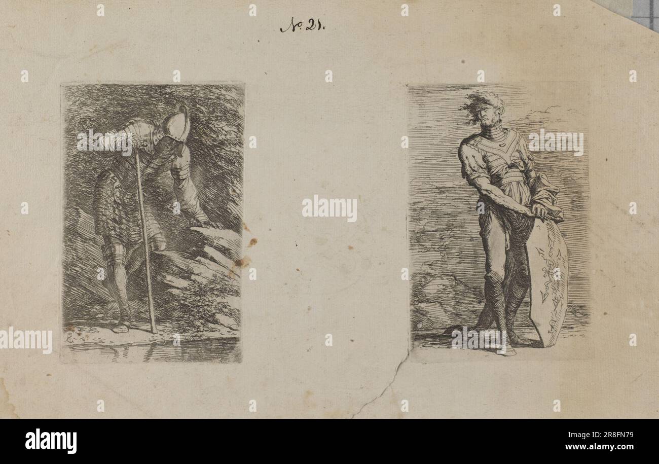 (Figurine Series) Armored Man Looking into Stream [] by Salvator Rosa ...