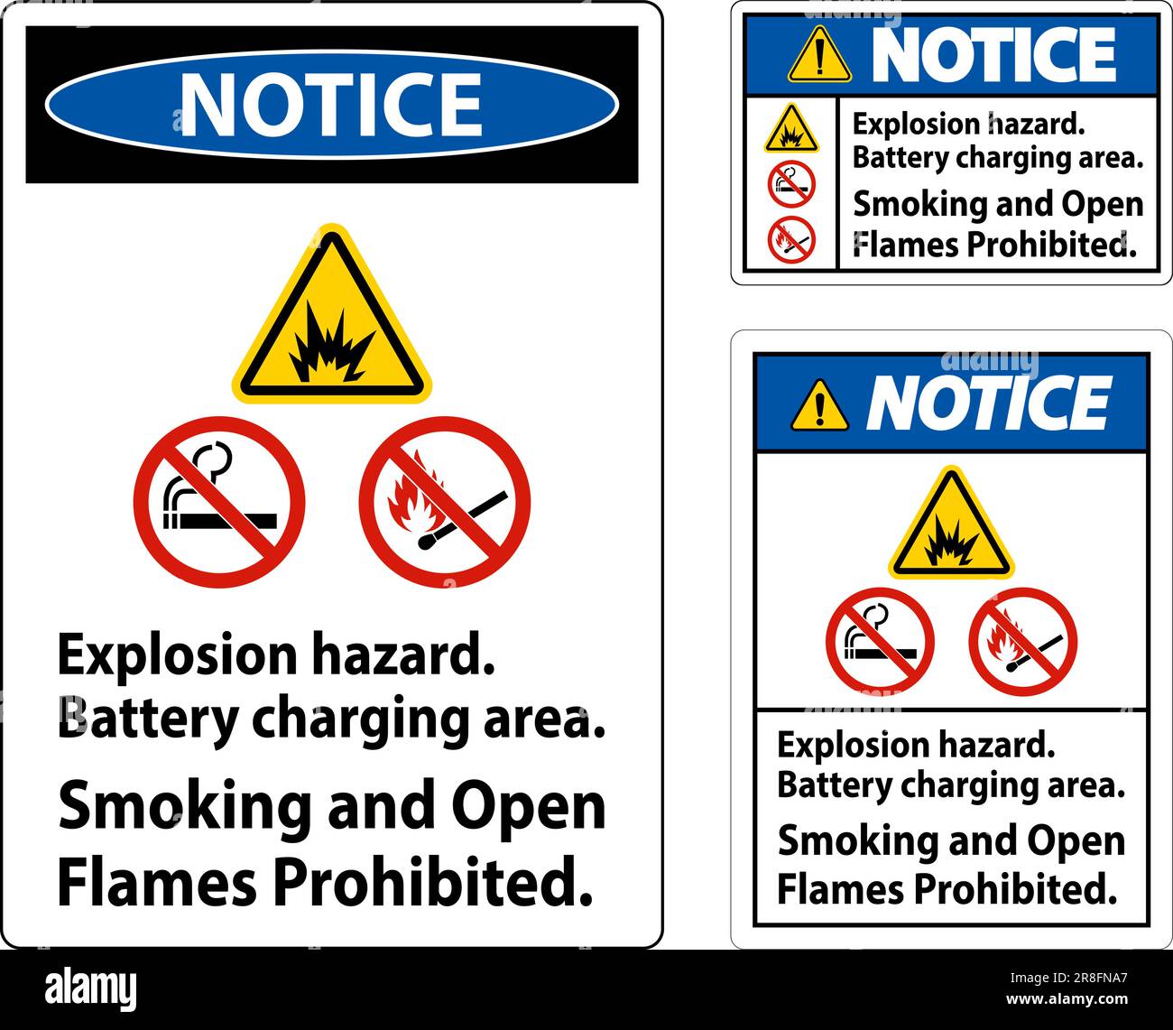 Notice Sign Explosion Hazard, Battery Charging Area, Smoking And Open ...