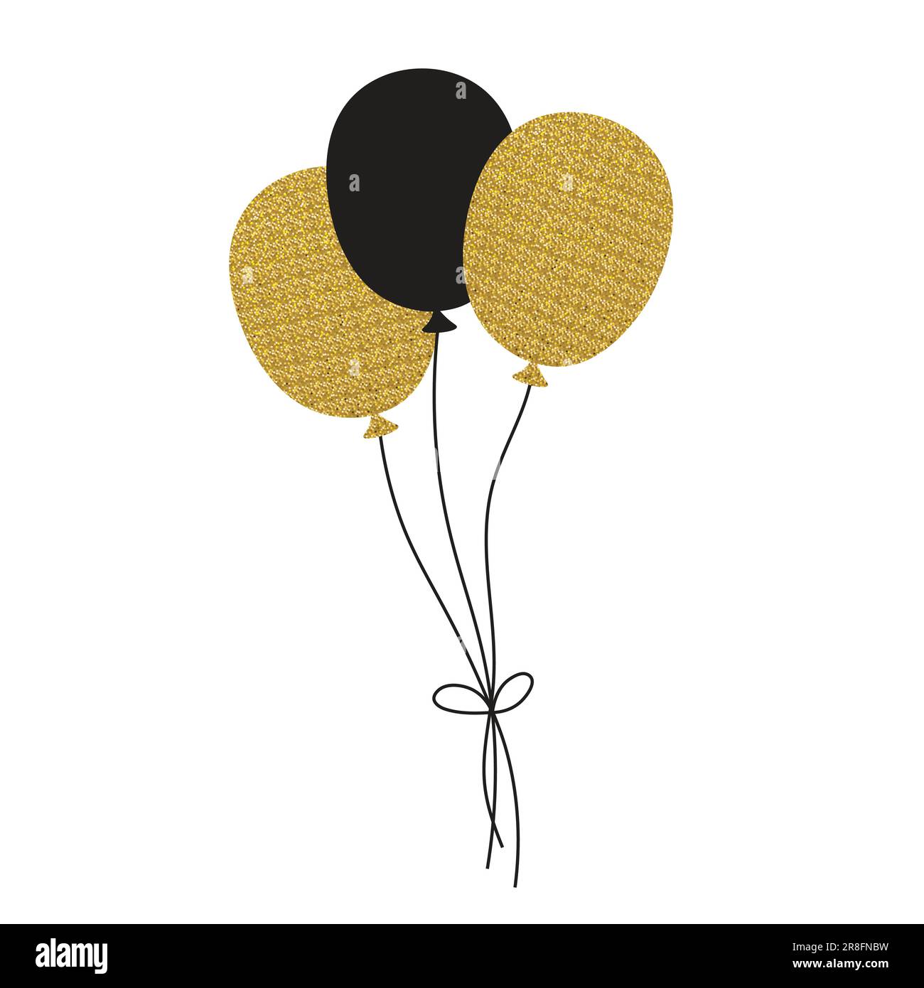 Happy Birthday Festive balloons. Golden Glitter Trendy vector ...