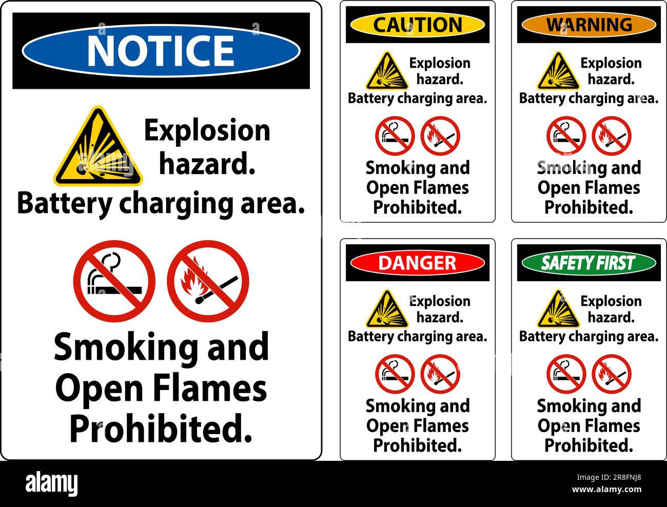 Danger Sign Explosion Hazard, Battery Charging Area, Smoking And Open ...