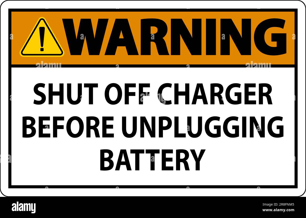 Warning Sign Shut Off Charger Before Unplugging Battery Stock Vector ...
