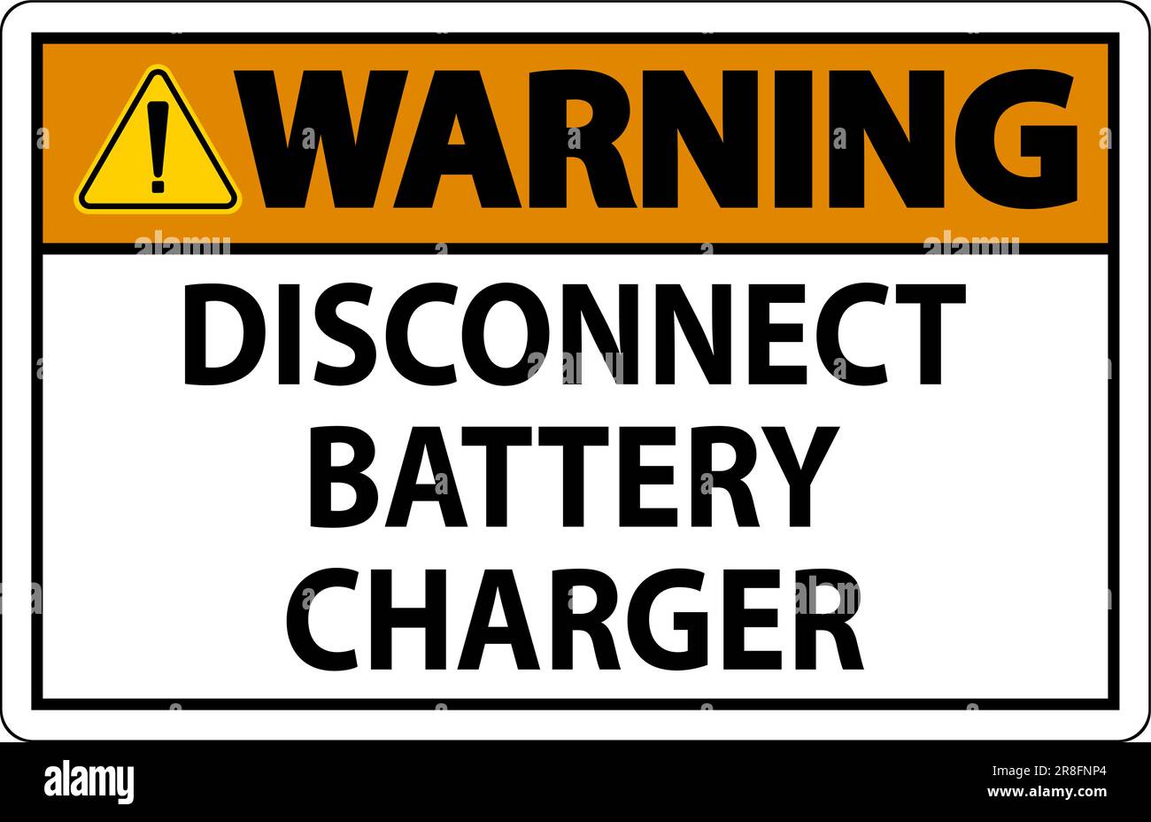 Warning Sign Disconnect Battery Charger On White Background Stock ...