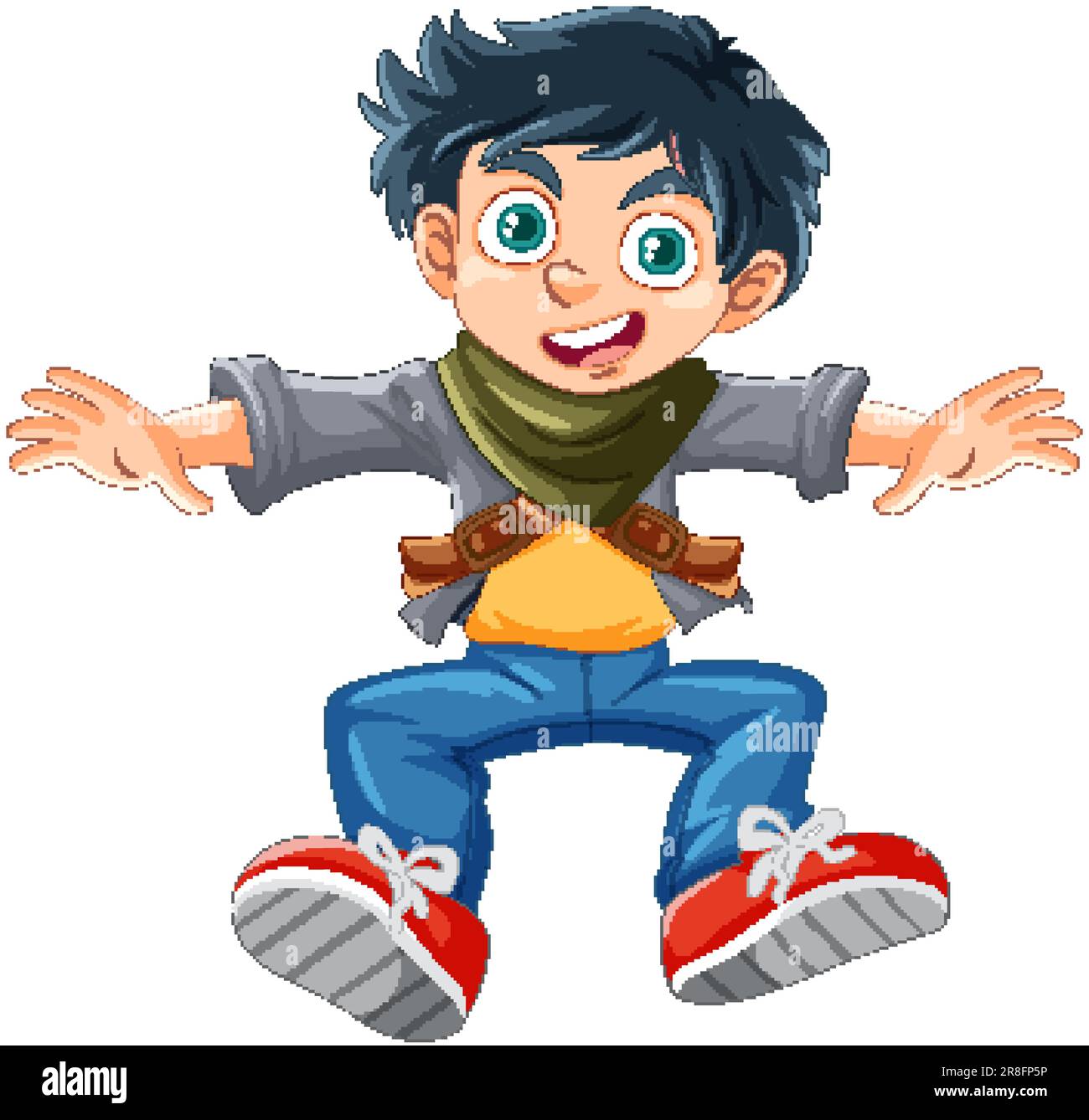 Urban boy jumping cartoon character illustration Stock Vector Image ...