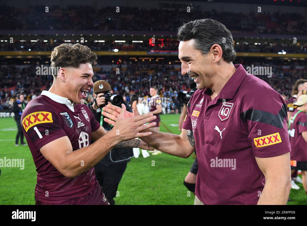 Brisbane, Australia. 21st June, 2023. Qld Maroons coach Billy Slater ...