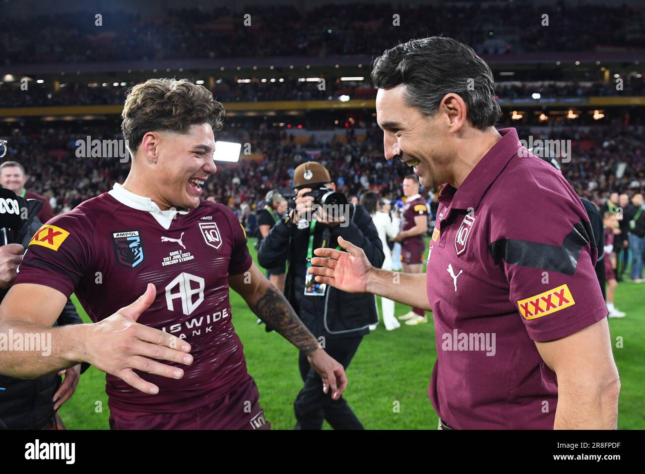 Brisbane, Australia. 21st June, 2023. Qld Maroons coach Billy Slater ...