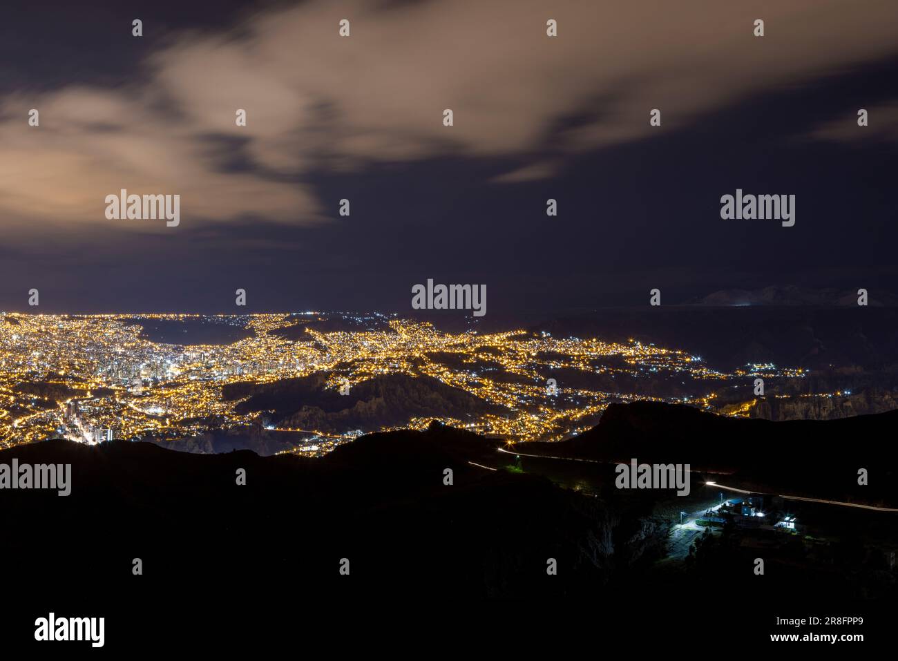 City lights of La Paz and El Alto, highest capital and vibrant city ...