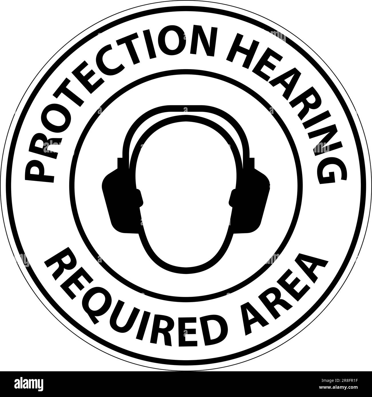 Notice Double Hearing Protection Sign On White Background Stock Vector