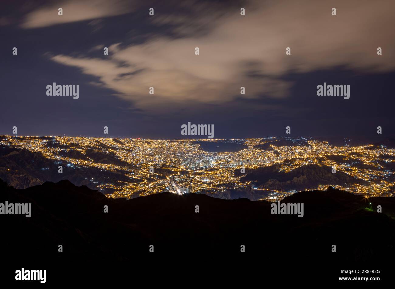 City lights of La Paz and El Alto, highest capital and vibrant city ...